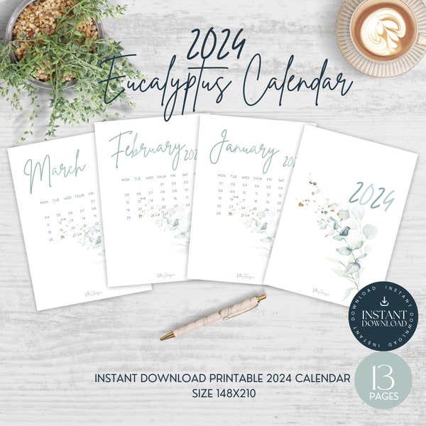 2024 Calendar Eucalyptus Printable - Etsy