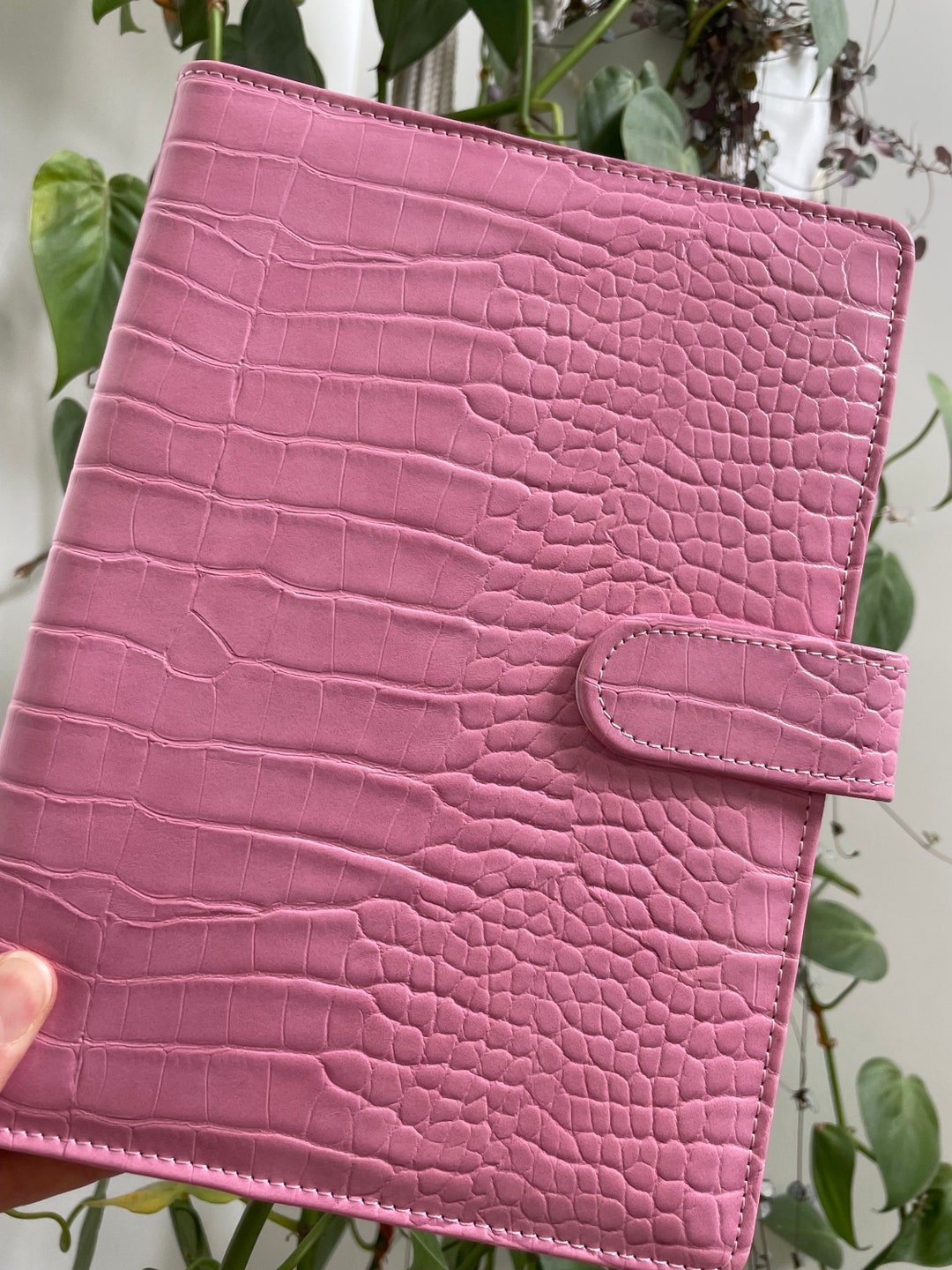 A5 Croc Planner | 100% Vegan Leather | 6 Rings| White | Emerald Green ...