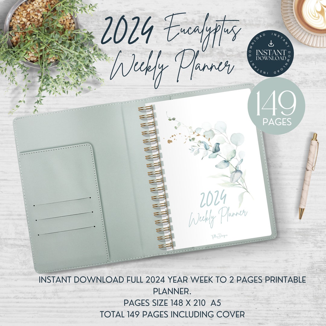 2024 Dated Weekly Printable Eucalyptus Designed Planner, INSTANT ...