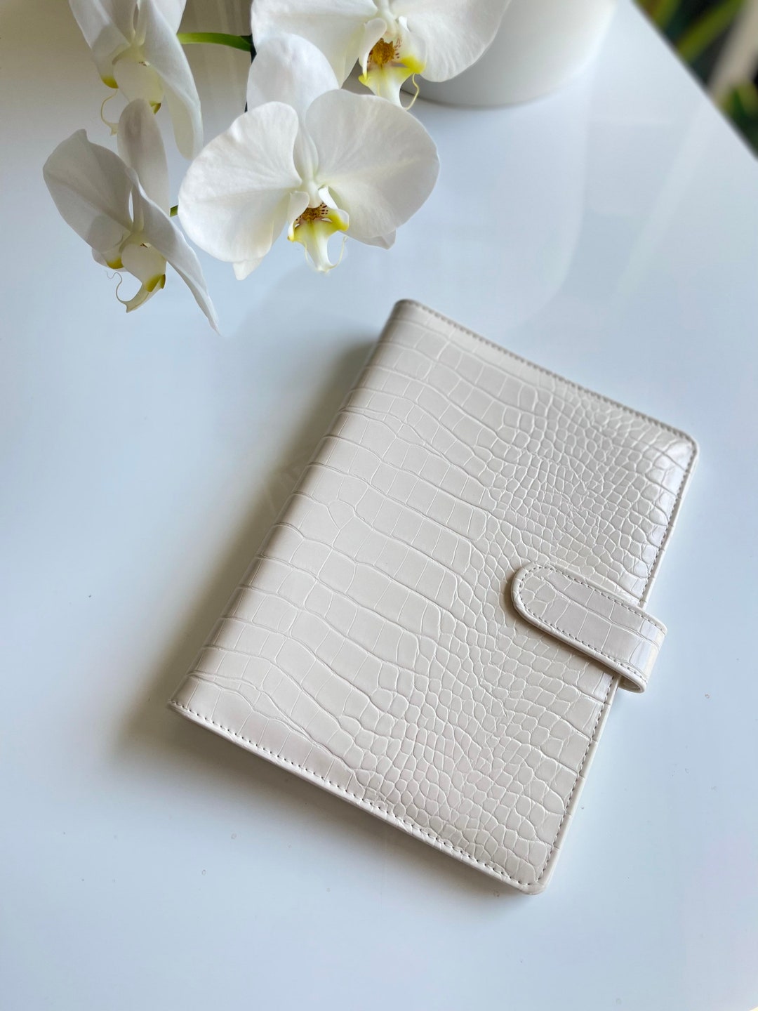 A5 Croc Planner 100% Vegan Leather 6 Rings White - Etsy