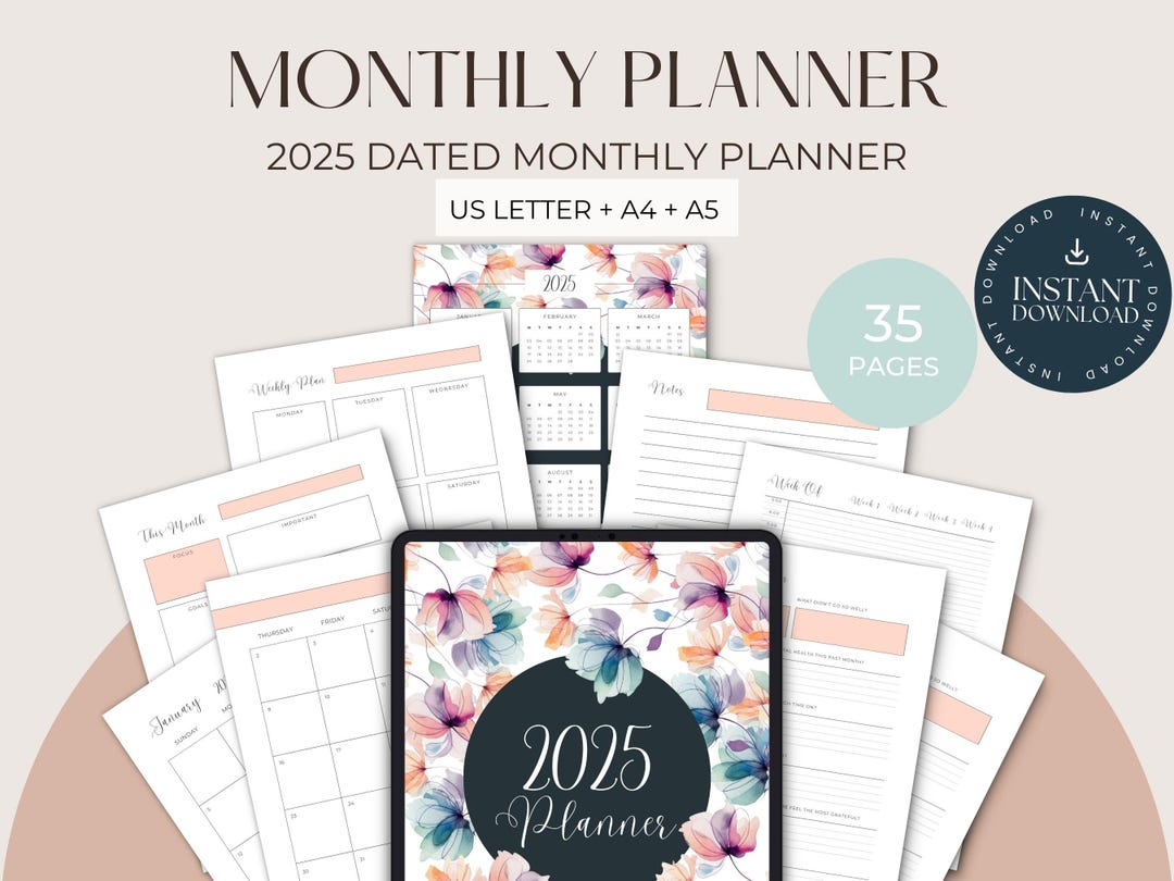 2025 Planner 2025 Monthly Planner 2 Page Layout 2025 Printable ...