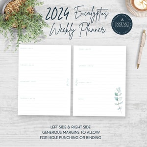 2024 Dated Weekly Printable Eucalyptus Designed Planner, INSTANT ...