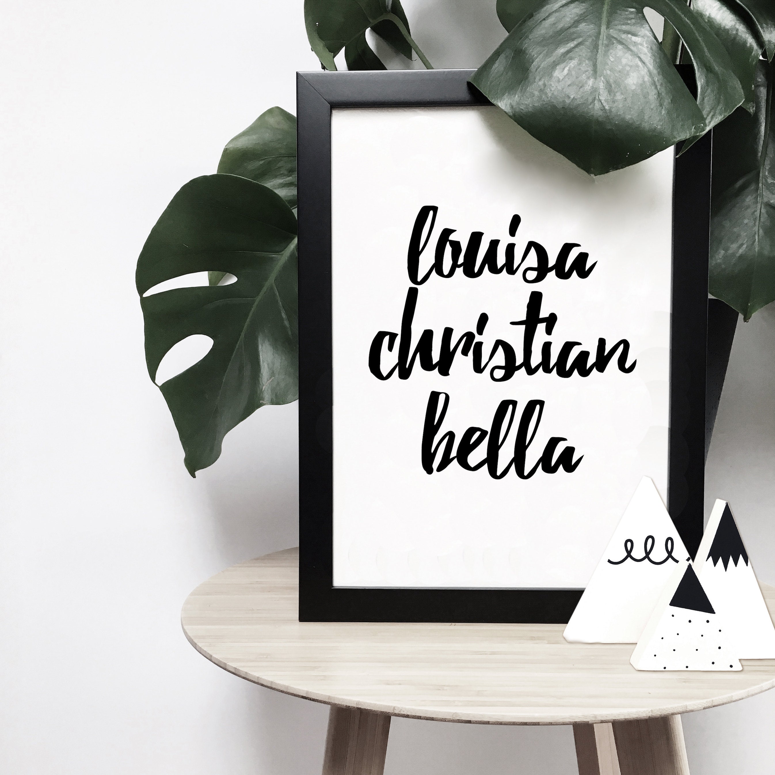 Personalised Family Names Script Print, Monochrome Decor, Minimal Decor ...