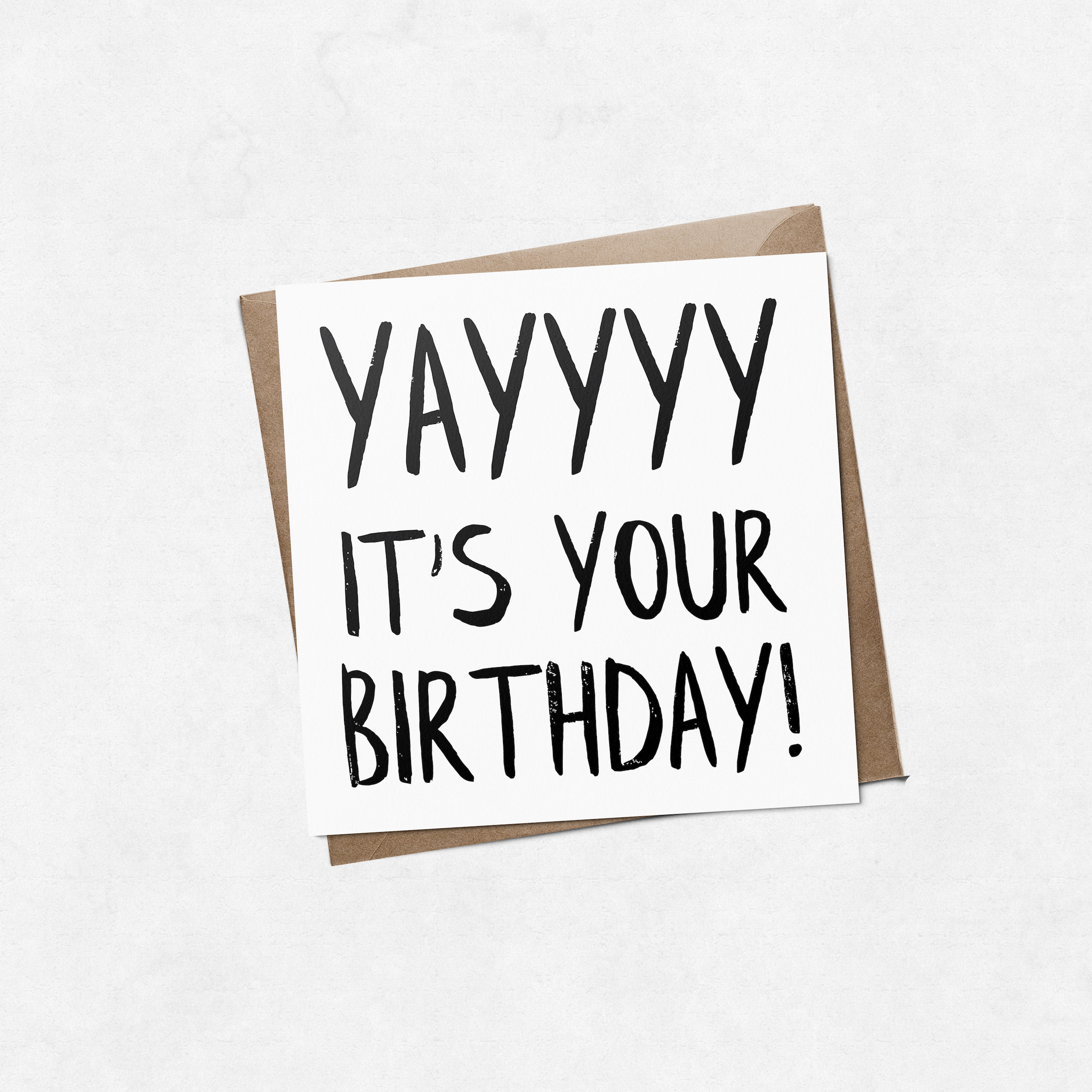 Yay It's Your Birthday Card, Brush Letter Card, Monochrome Card ...