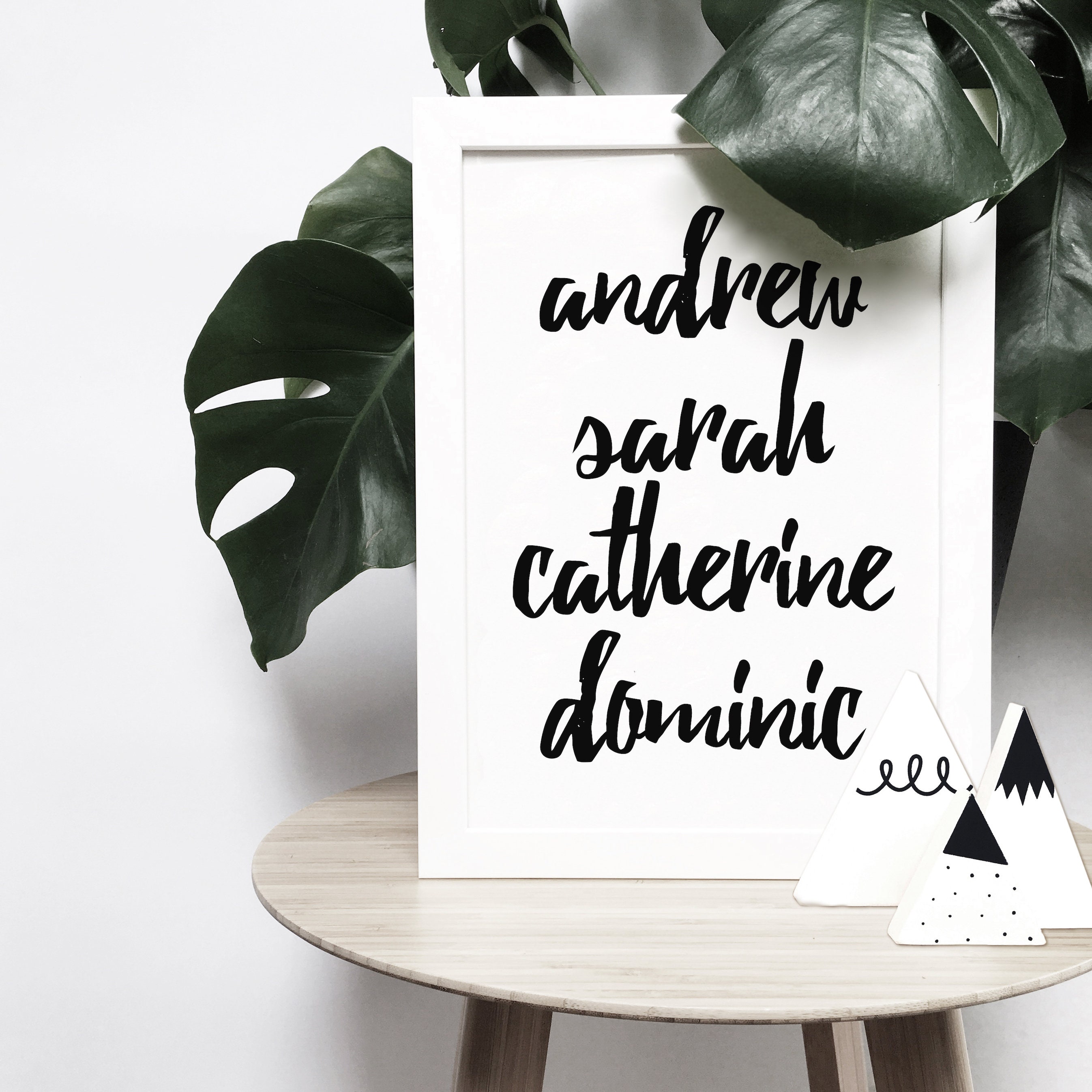 Personalised Family Names Script Print, Monochrome Decor, Minimal Decor ...