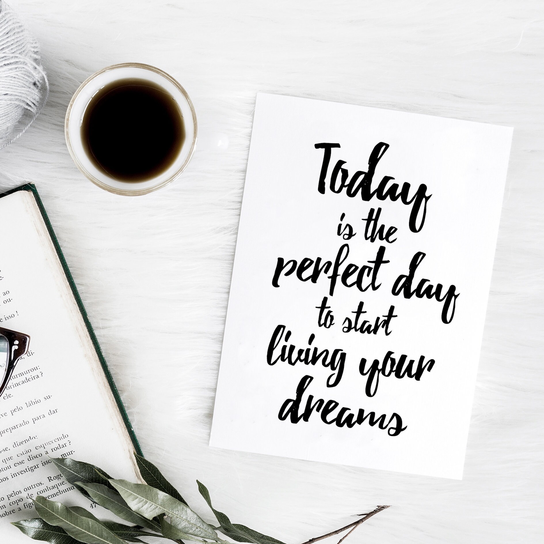 Today is the Perfect Day Brush Letter Print Monochrome - Etsy