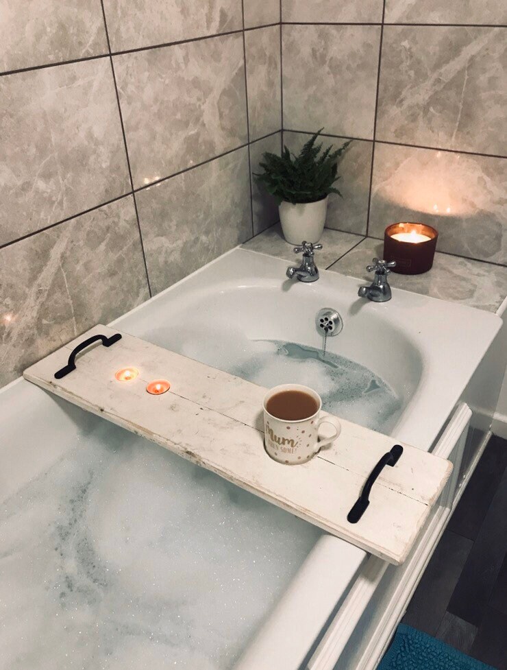 White Bath Board/Shelf/Caddy Tea/Coffee Holder | Etsy