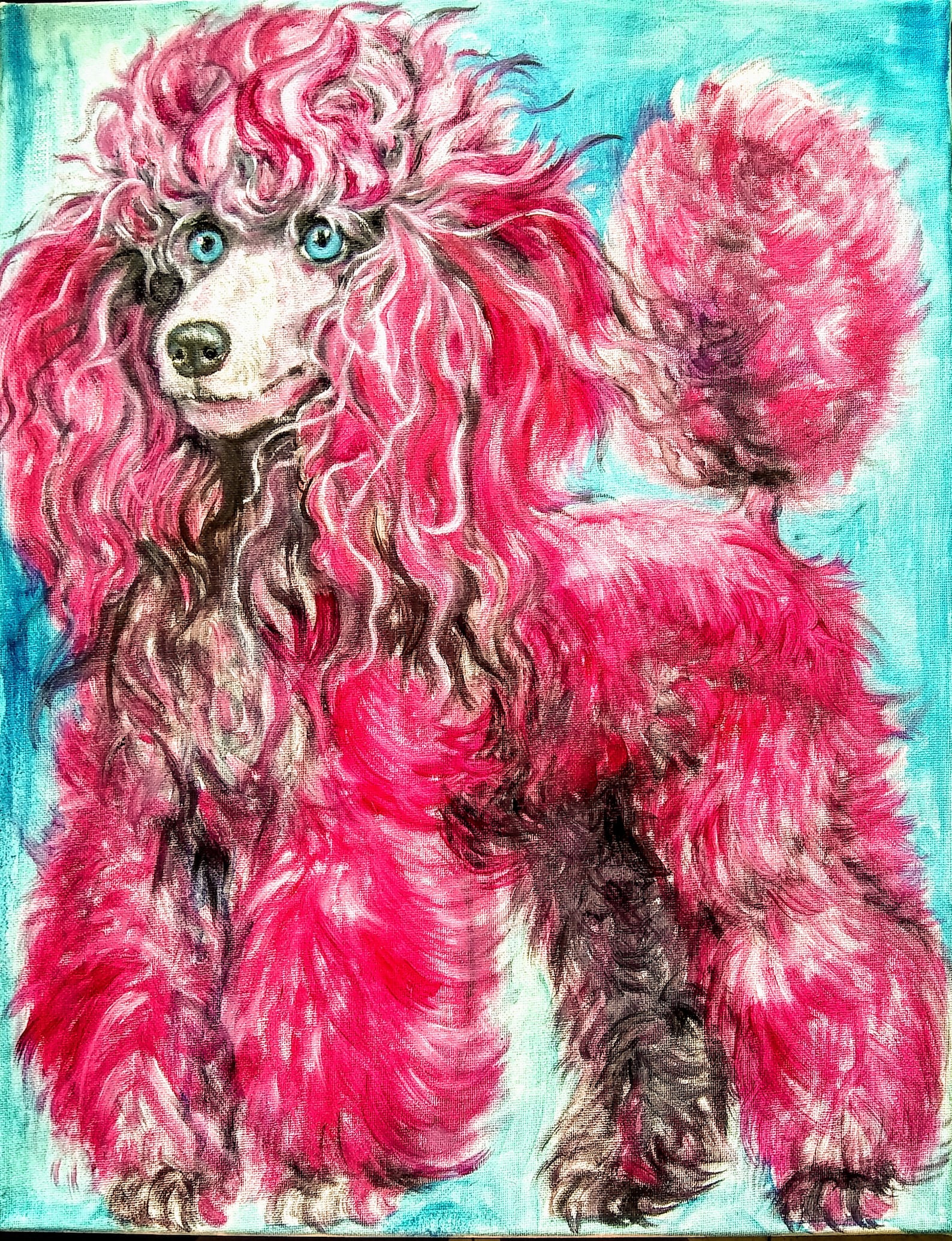 Dog Wall Artstandard Pink Poodle Paintingpet Lover Gift | Etsy