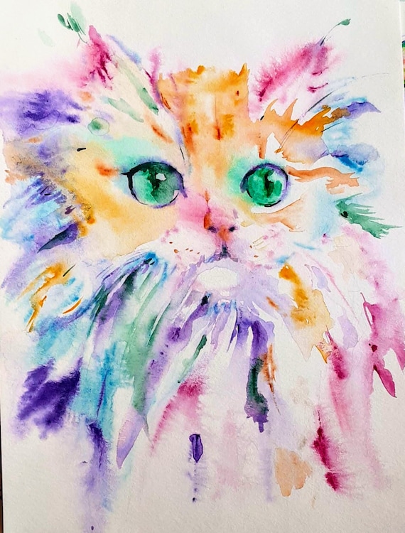 Cat Art Large Printpet Portrait Paintingcat Lover Unique Art - Etsy