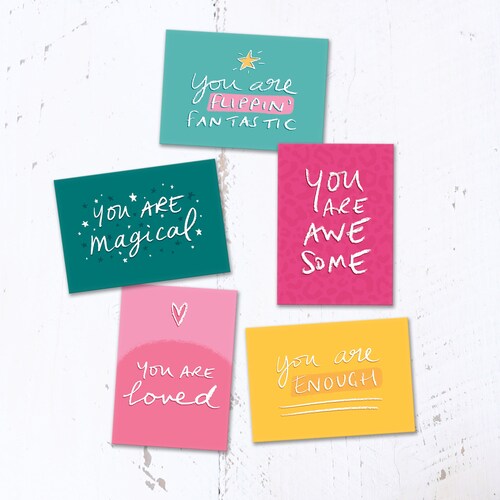 Paper colourful motivational message cards Pack of 6 Positivity ...