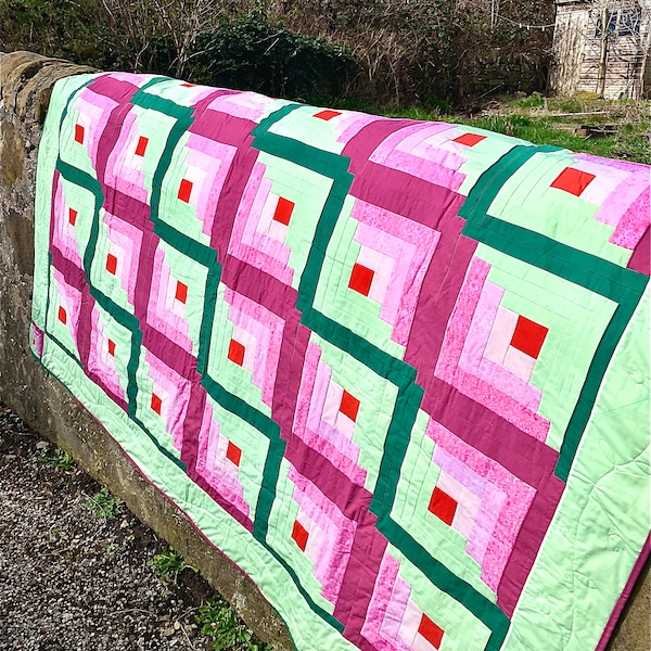 Rose Log Cabin Quilt Pattern - Etsy