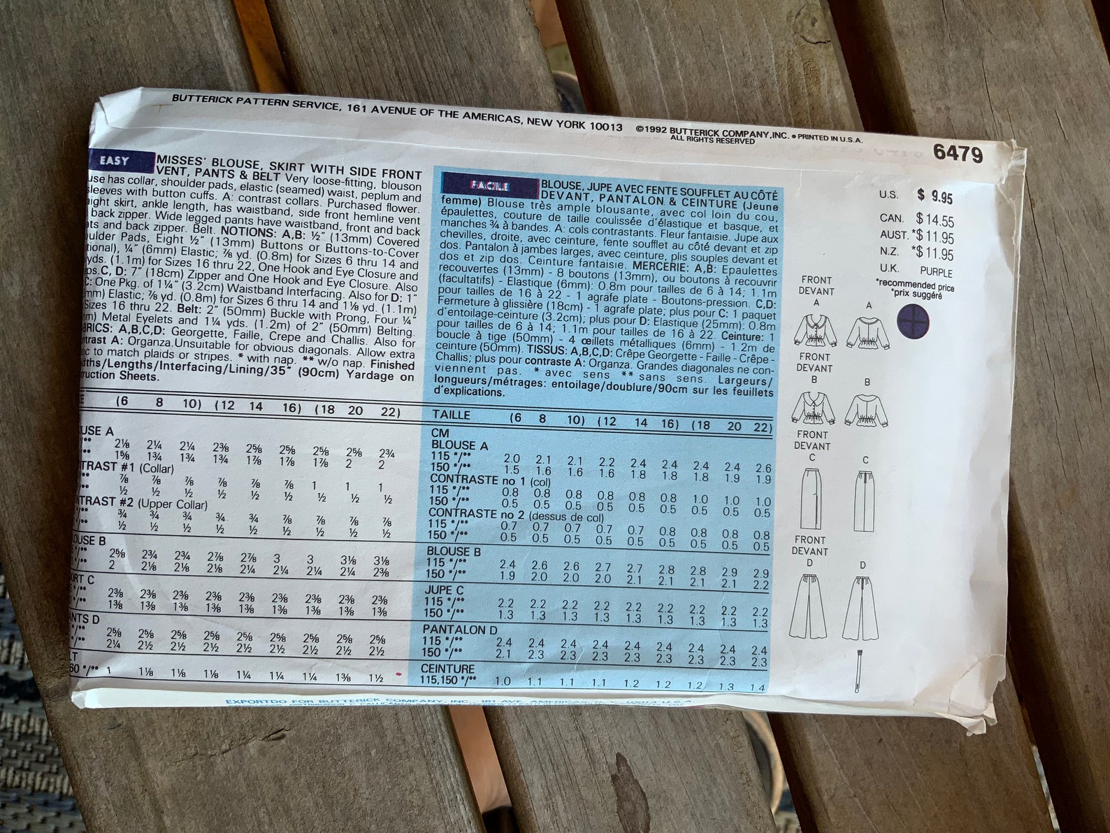 Butterick 6479 Misses Uncut Factory-fold Sewing Pattern Size - Etsy