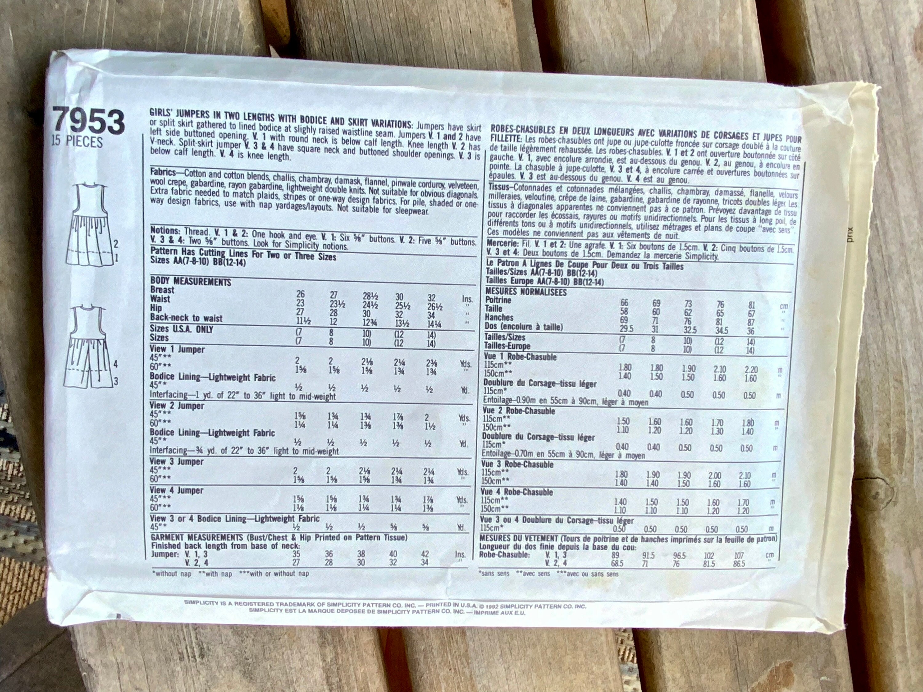 Sewing & Fiber 8 10 Simplicity 7953 Girls Factory-Fold Sewing Pattern ...