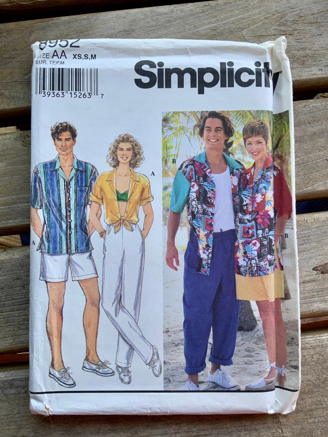 Simplicity 8952 Unisex Uncut, Factory-fold Sewing Pattern Size XS, S, M ...