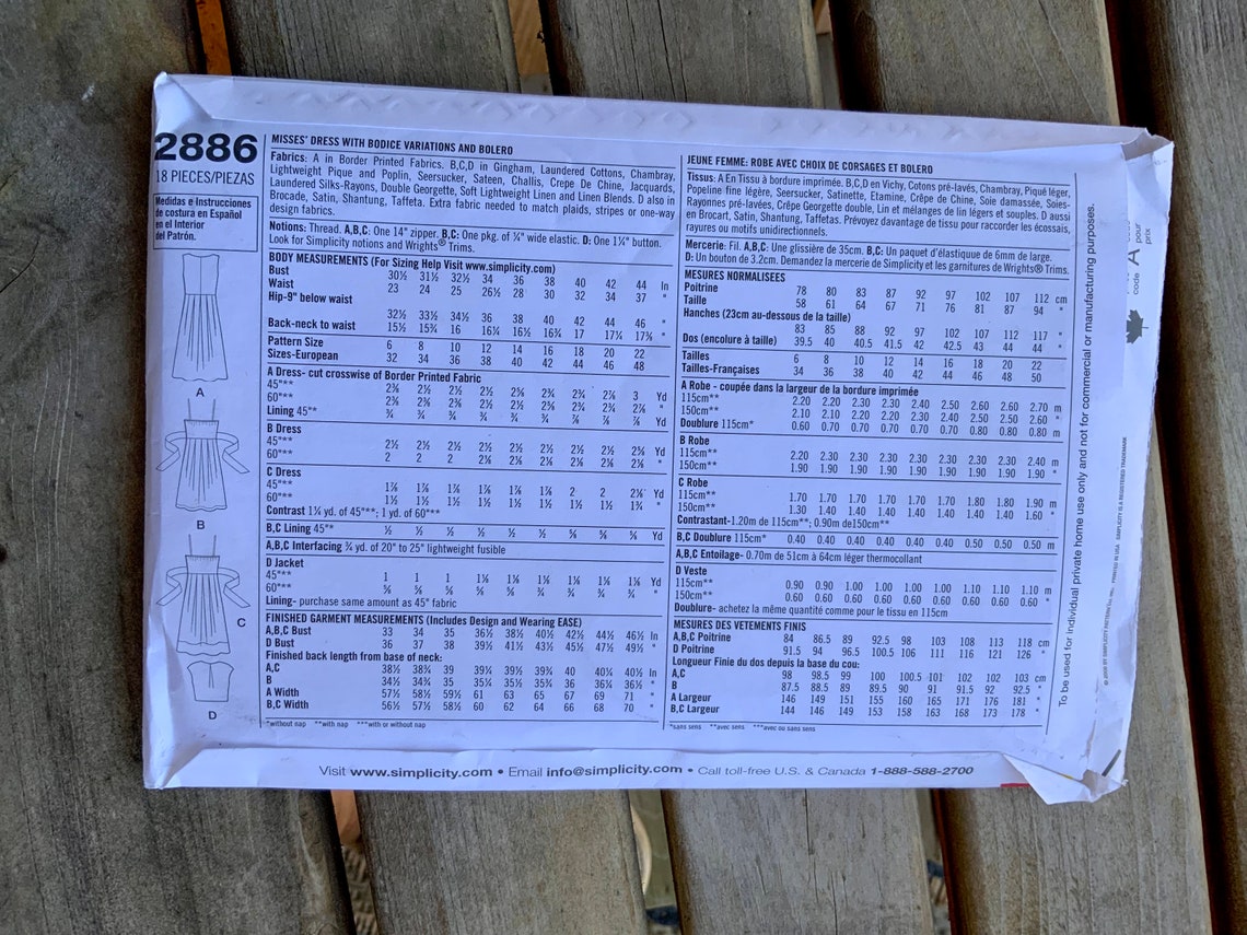 Simplicity 2886 Misses Uncut Factory-fold Sewing Pattern Size - Etsy