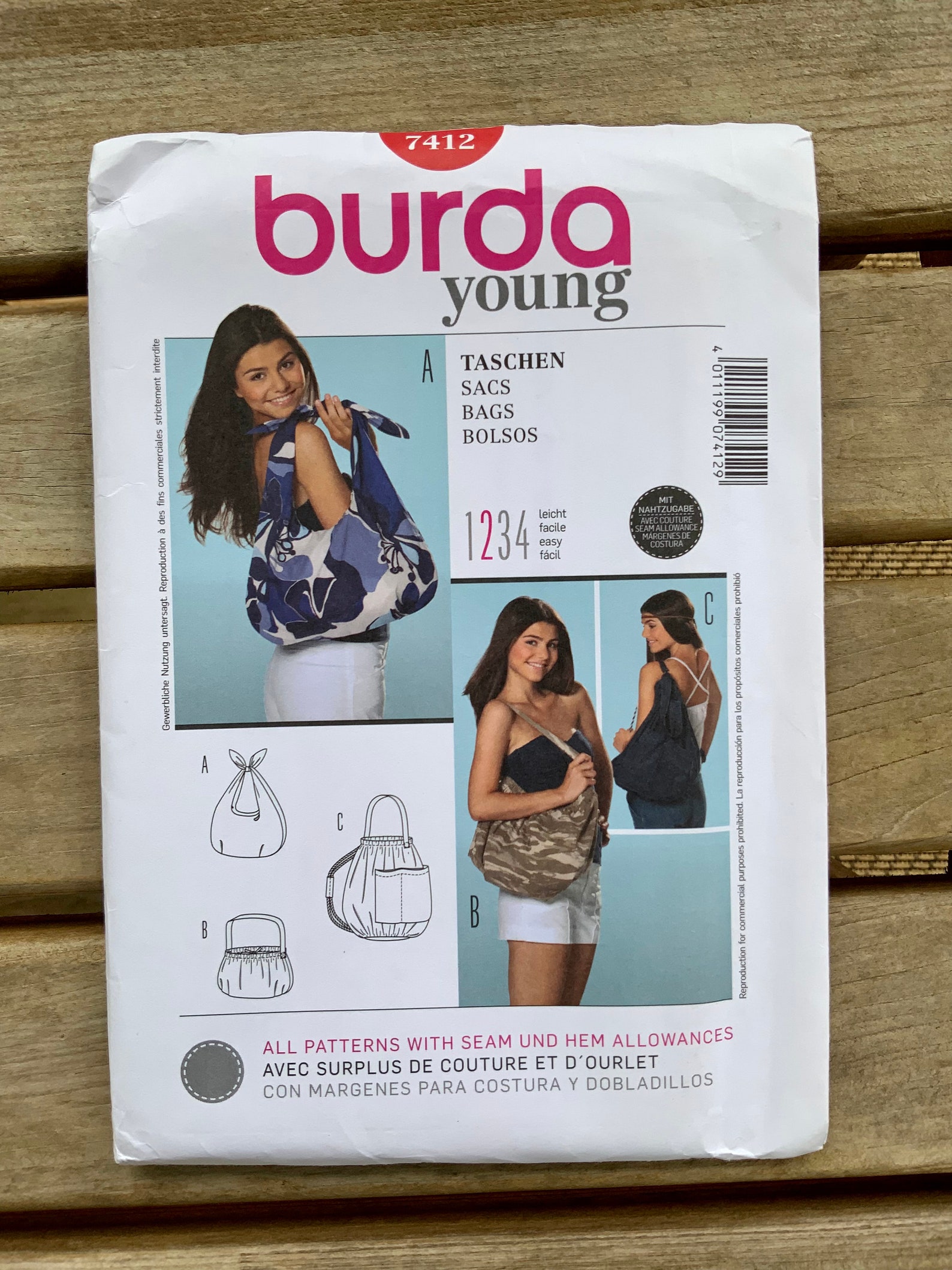 Burda 7412 Purses Uncut Factory-fold Sewing Pattern - Etsy