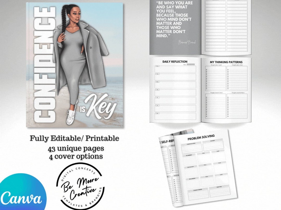 Editable Self Confidence Planner Journal Canva Template - Etsy