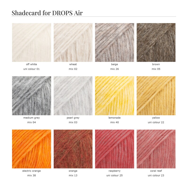 DROPS Air Knitting Yarn Aran Yarn Worsted Yarn Drops Yarn - Etsy