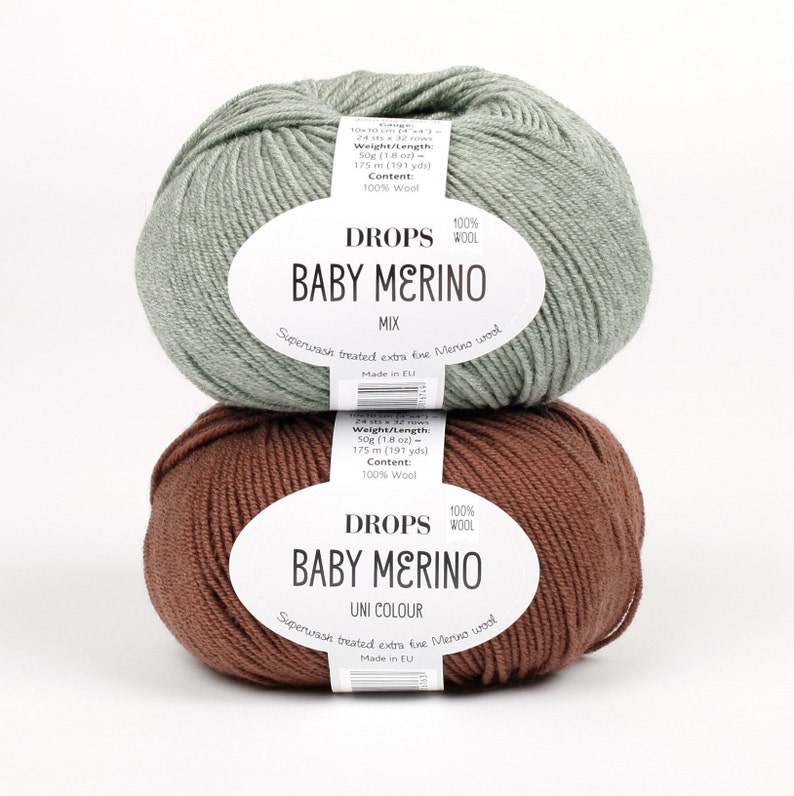 Superwash merino wool DROPS Baby Merino sport weight yarn | Etsy