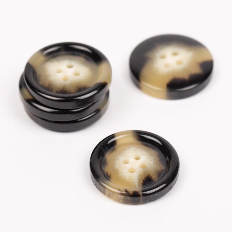 Round Buttons Horn Imitation Mocha Color - Three Sizes 18 Mm, 23 Mm, 25 ...