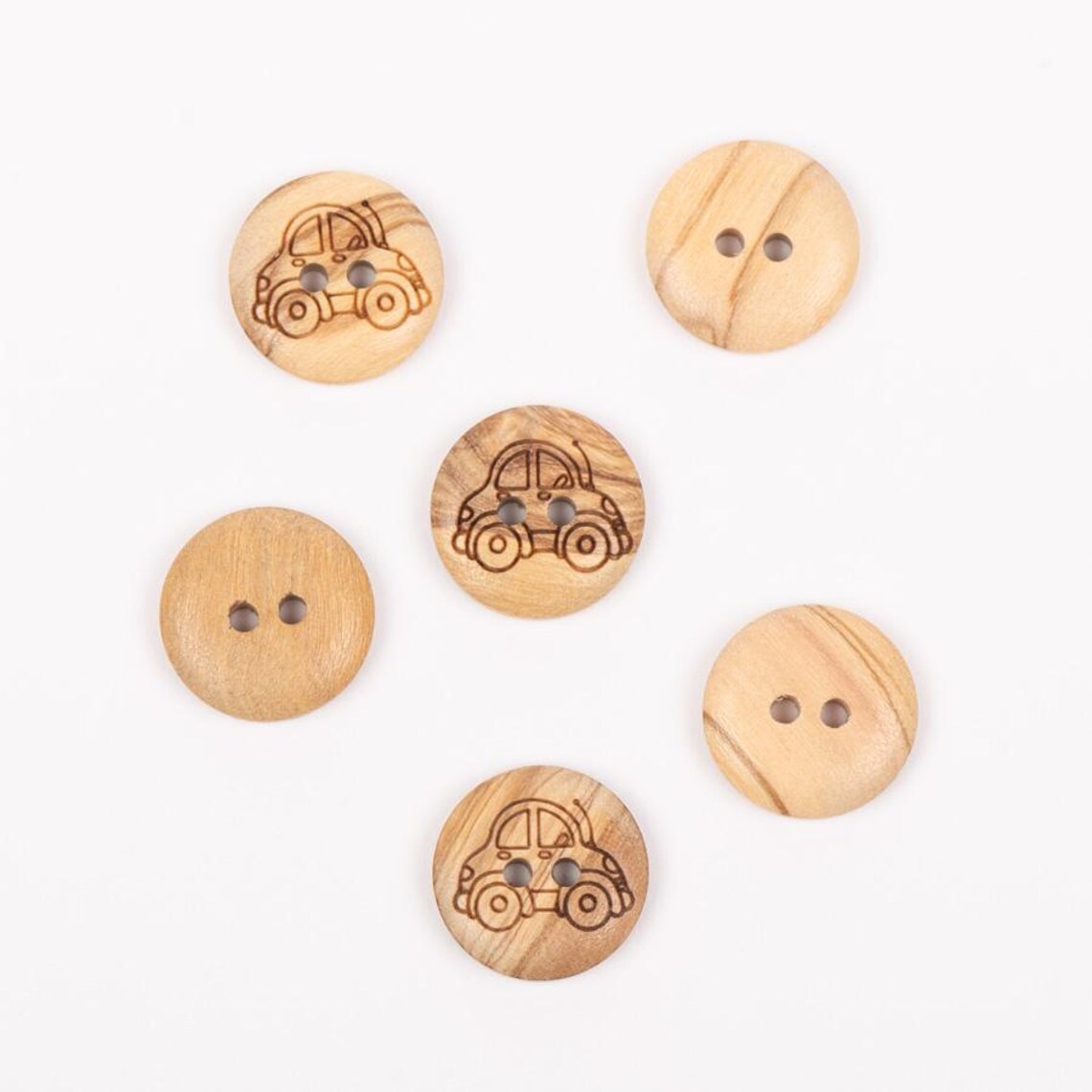 Wooden Buttons - Natural Buttons Wood - Buttons With Cars - Car Buttons ...
