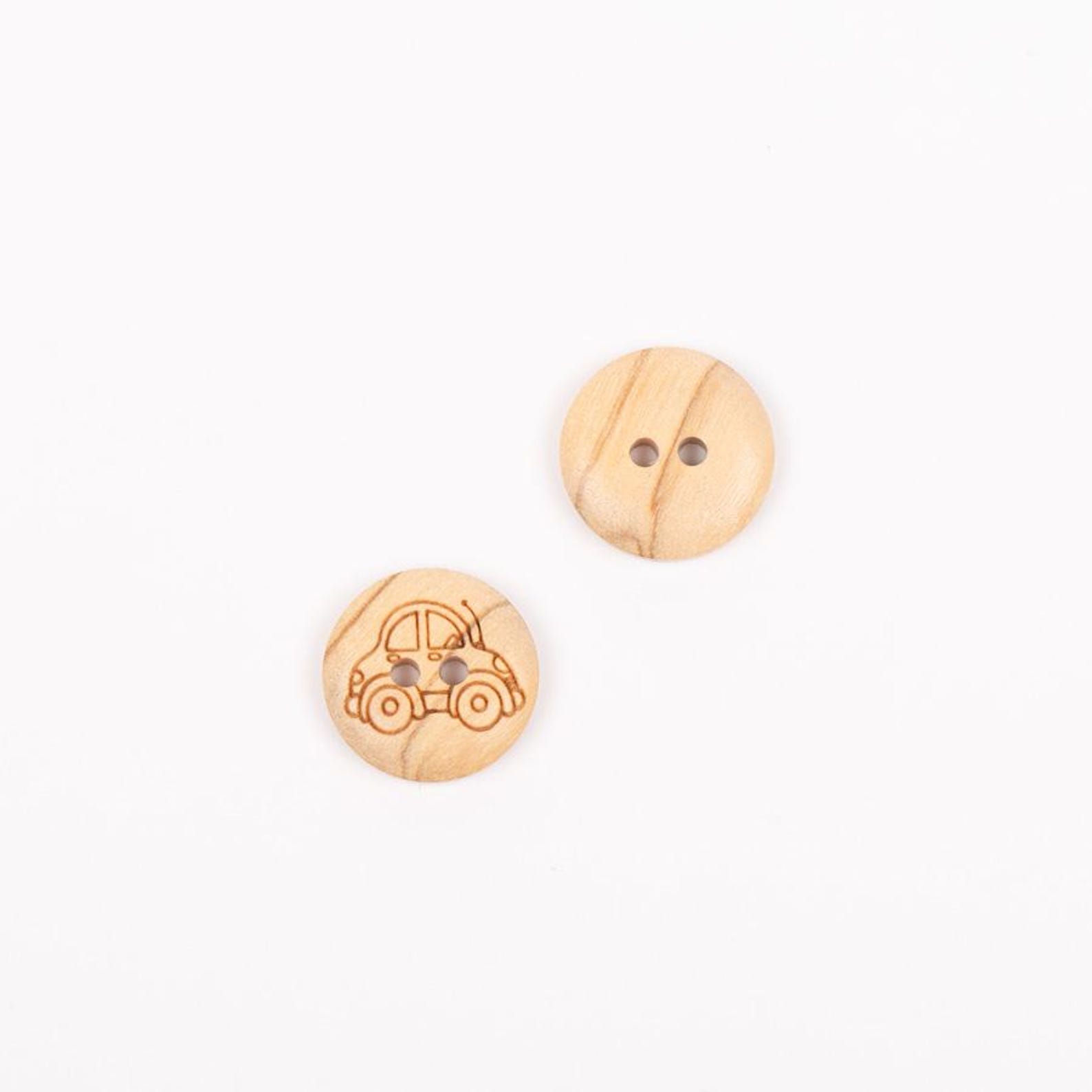 Wooden Buttons - Natural Buttons Wood - Buttons With Cars - Car Buttons ...