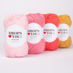 Pack of Recycled Cotton Yarn DROPS Loves You 9, 20skeins X 50 G, Baby ...