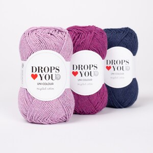 Pack of Recycled Cotton Yarn DROPS Loves You 9, 20skeins X 50 G, Baby ...