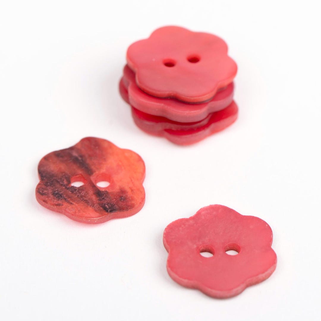Red Flower Buttons 15 Mm - Babies Buttons - Mother of Pearl Buttons for ...