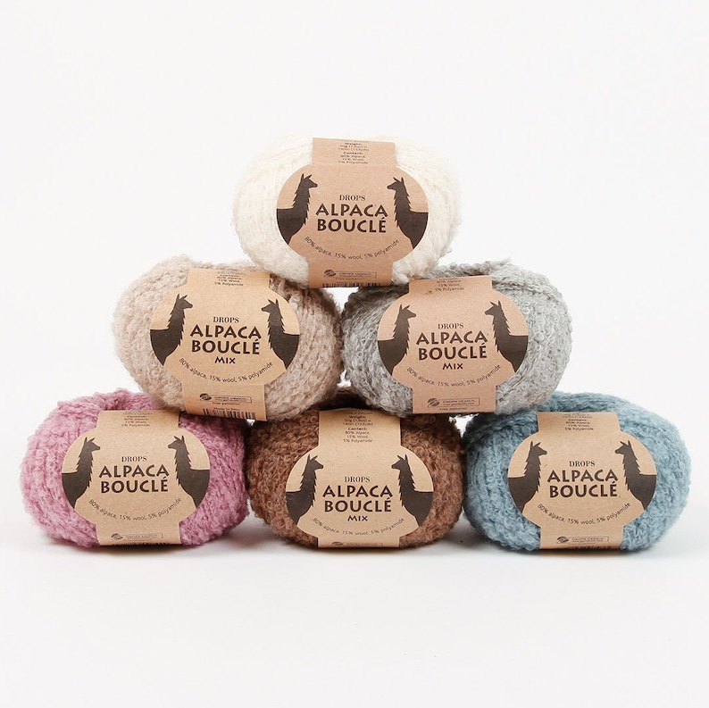 DROPS Alpaca Boucle Alpaca yarn Alpaca fiber Wool yarn | Etsy