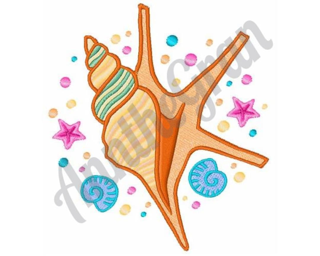 Spiny Seashell - Machine Embroidery Design, Sea Stars Embroidery ...