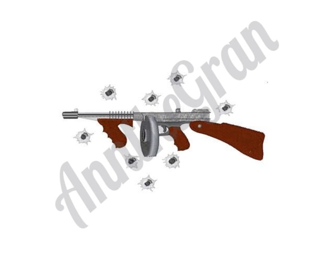 Tommy Gun Machine Embroidery Design, Submachine Gun Embroidery Pattern ...