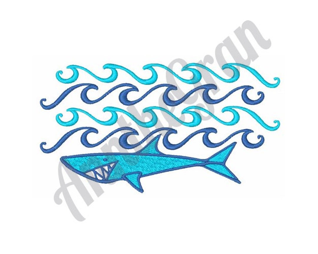 Shark Waves Embroidery Design. Machine Embroidery Design. Shark ...