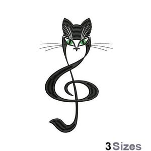 Treble Clef Cat - Machine Embroidery Design - 3 Sizes, Music Cat ...