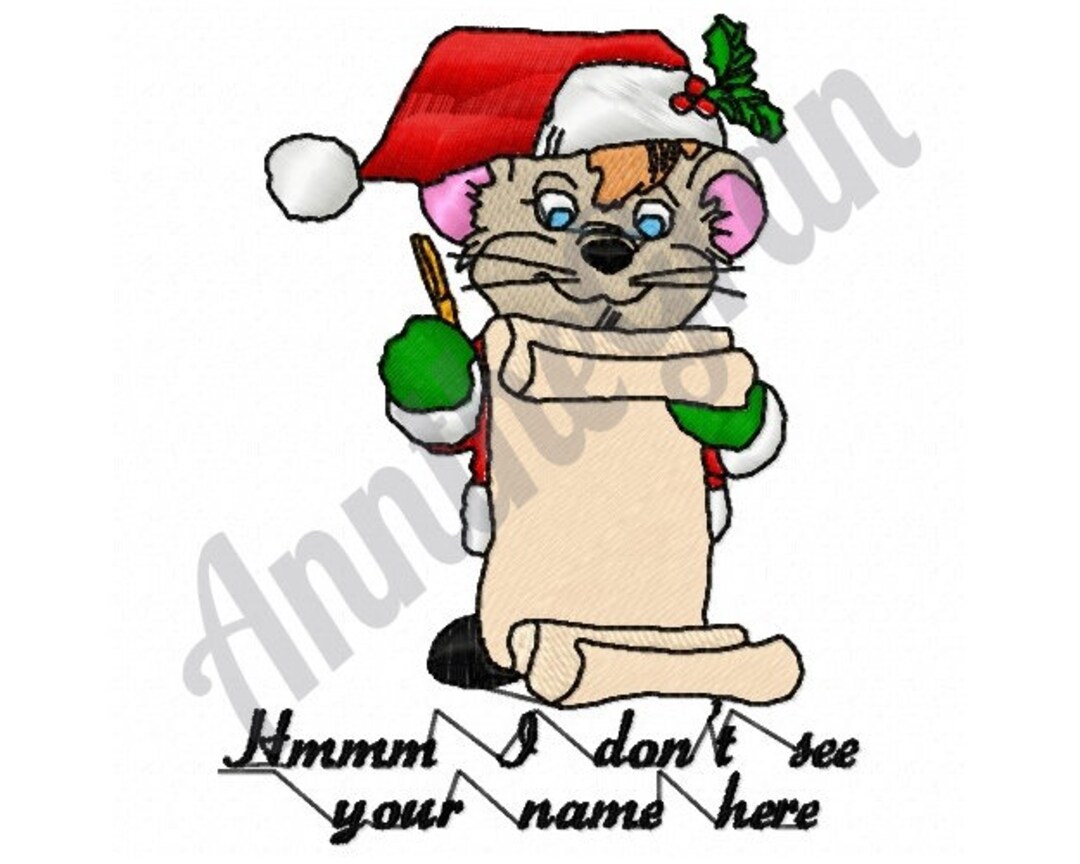 Santa Mouse - Machine Embroidery Design. Santa Claus Mouse Embroidery ...