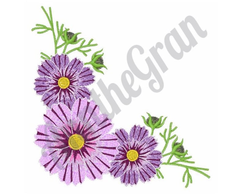 Flower Corner Embroidery Design. Machine Embroidery Design. - Etsy