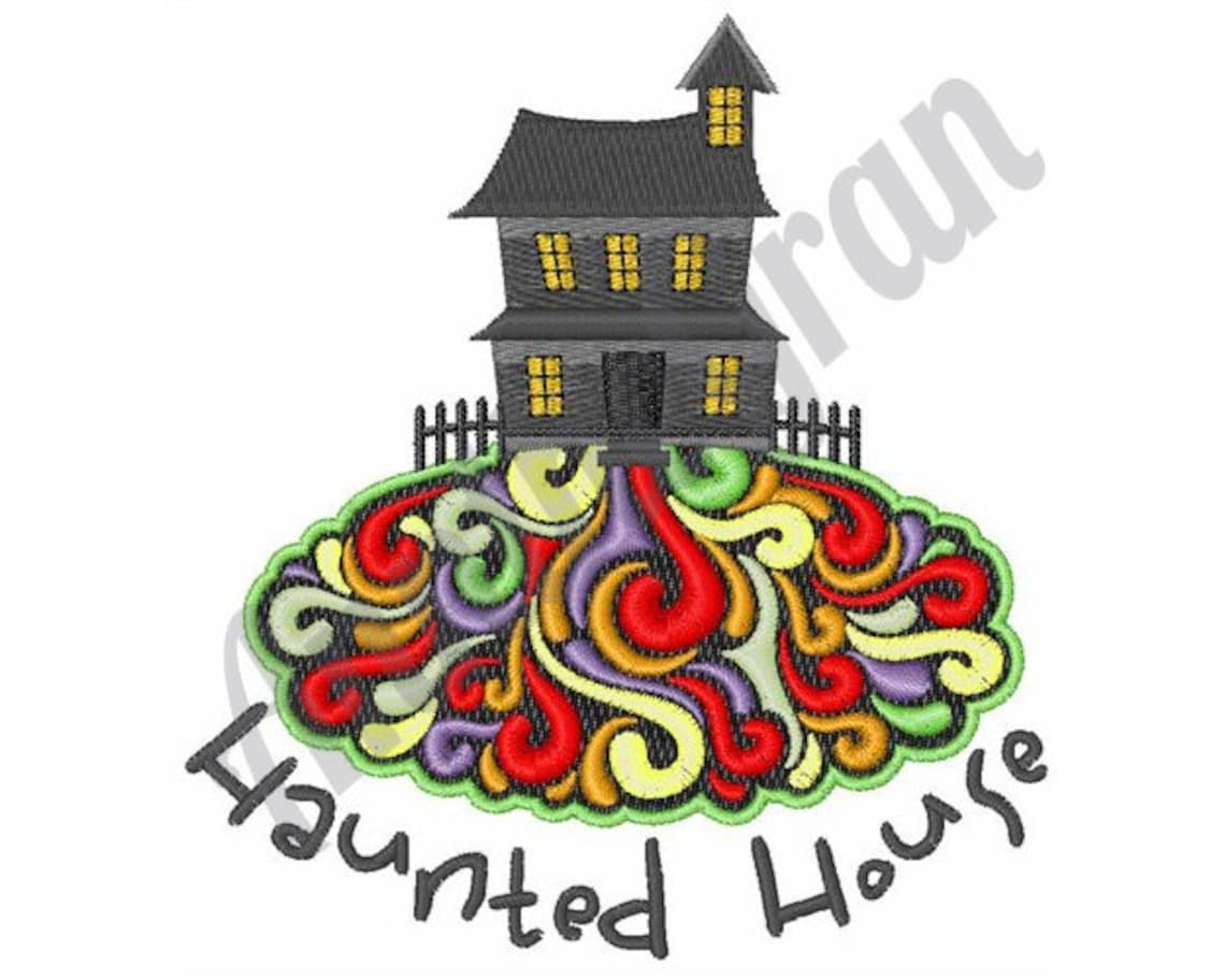 Haunted House Embroidery Design. Halloween Embroidery Design. - Etsy