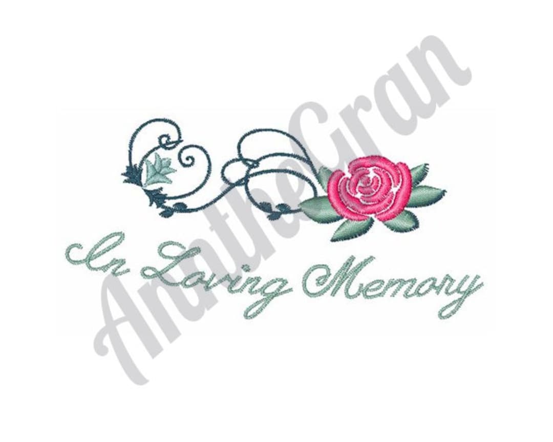 In Loving Memory - Machine Embroidery Design. Red Rose Decor Embroidery ...