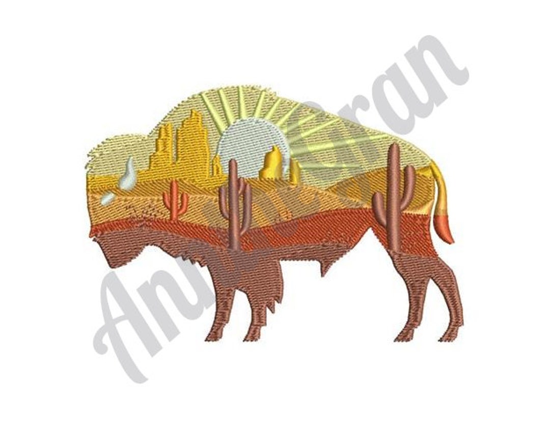 Desert Bison - Machine Embroidery Design, Desert Scene Patterned ...