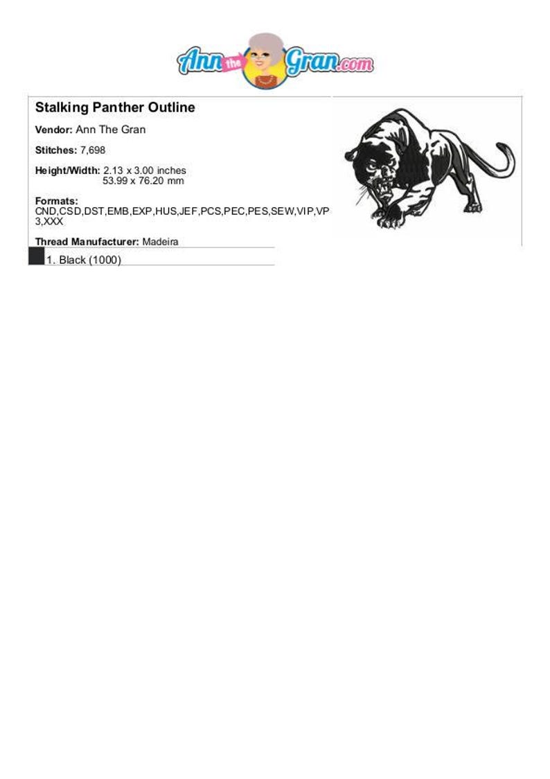 Stalking Panther Outline - Machine Embroidery Design - 2 Sizes, Black ...