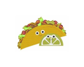 Cute Taco Embroidery Design, Kawaii Food Machine Embroidery File ...