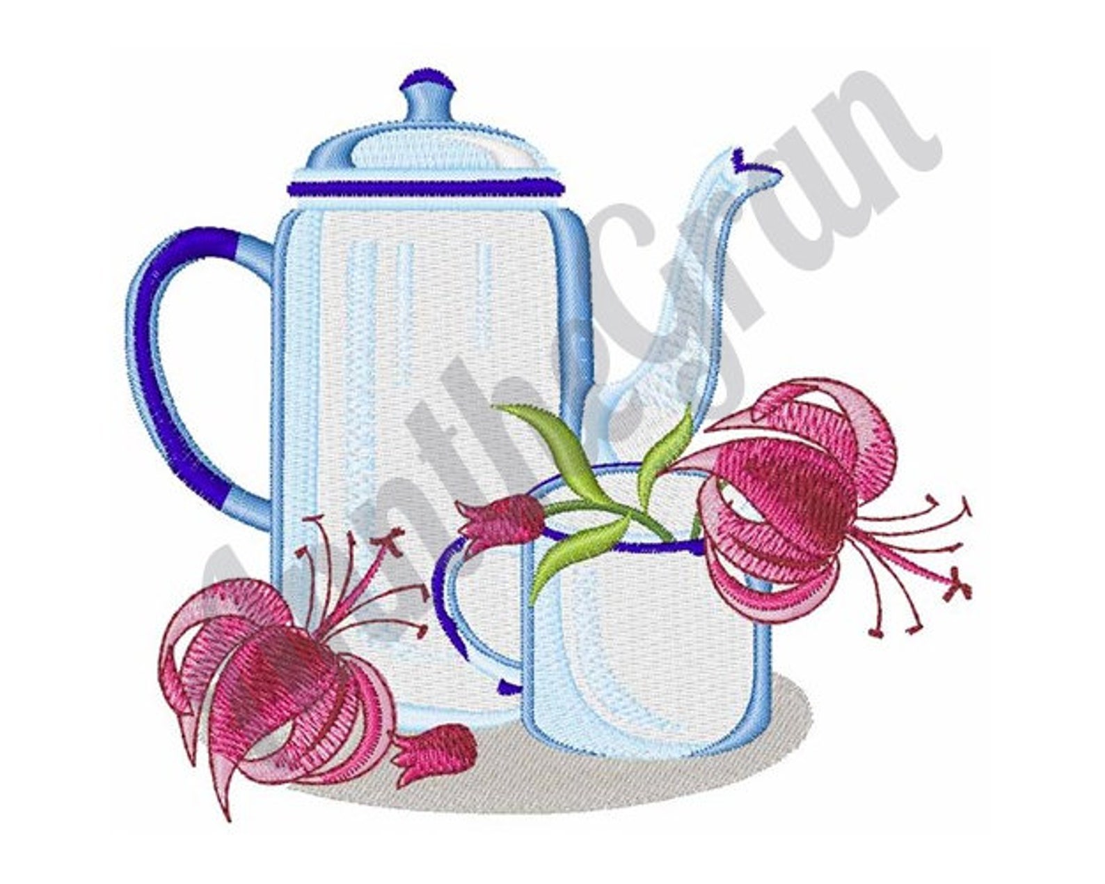 Tea Pot Embroidery Design. Machine Embroidery Design. Flowers - Etsy