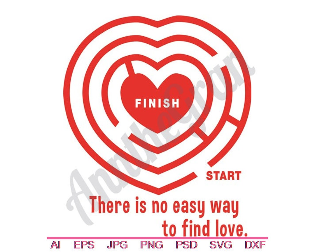 Love Maze Heart Svg, Dxf, Eps, Png, Jpg, Vector Art, Clipart, Cut File ...