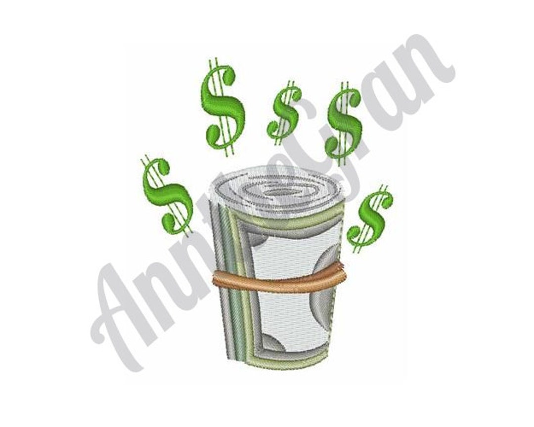 Money Roll Machine Embroidery Design, Banded Money Stack Embroidery ...
