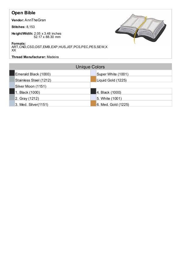 Open Bible Machine Embroidery Design. Open Bible Embroidery - Etsy Ireland