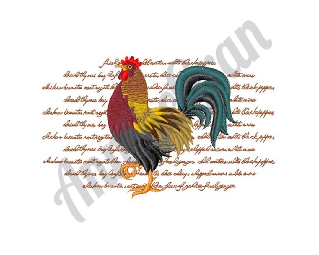 Country Rooster Embroidery Design. Machine Embroidery Design. Kitchen ...