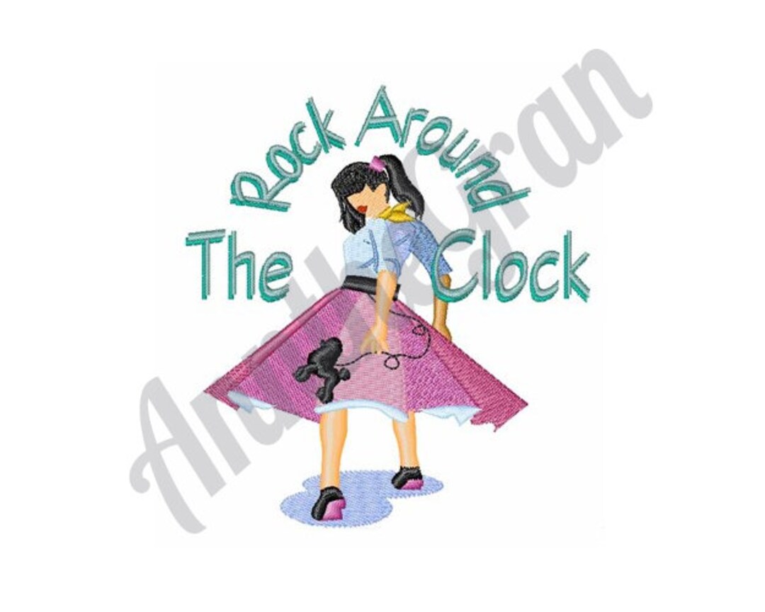 Rock N Roll Girl Machine Embroidery Design, Rock Around the Clock - Etsy