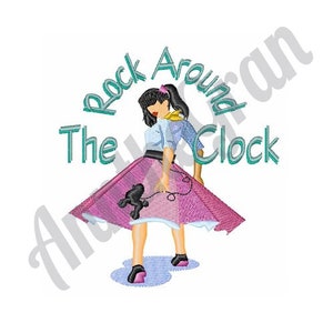 Rock N Roll Girl Machine Embroidery Design, Rock Around the Clock - Etsy