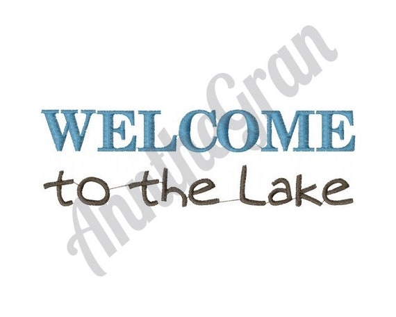 Lake Welcome Embroidery Designs Mountain Lake Scene Embroidery Design