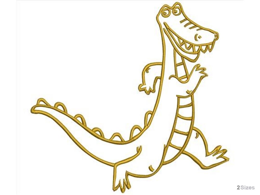 Goofy Alligator Outline - Machine Embroidery Design - 2 Sizes, Gator ...